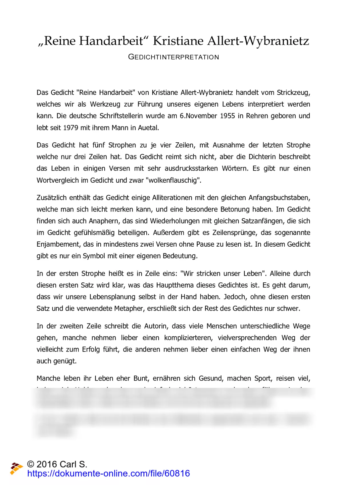 "Reine Handarbeit" von Kristiane Allert-Wybranietz