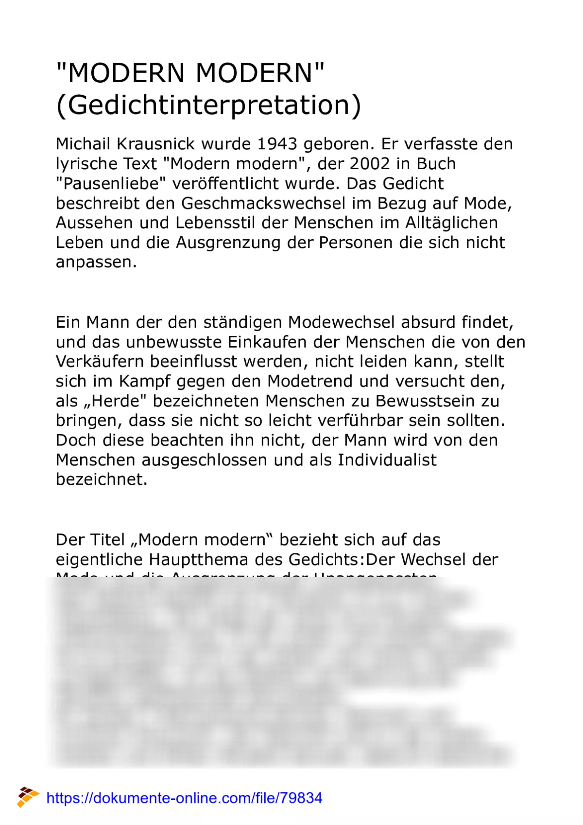 "Modern Modern" Gedichtinterpretation: Mode, Konformität und ...