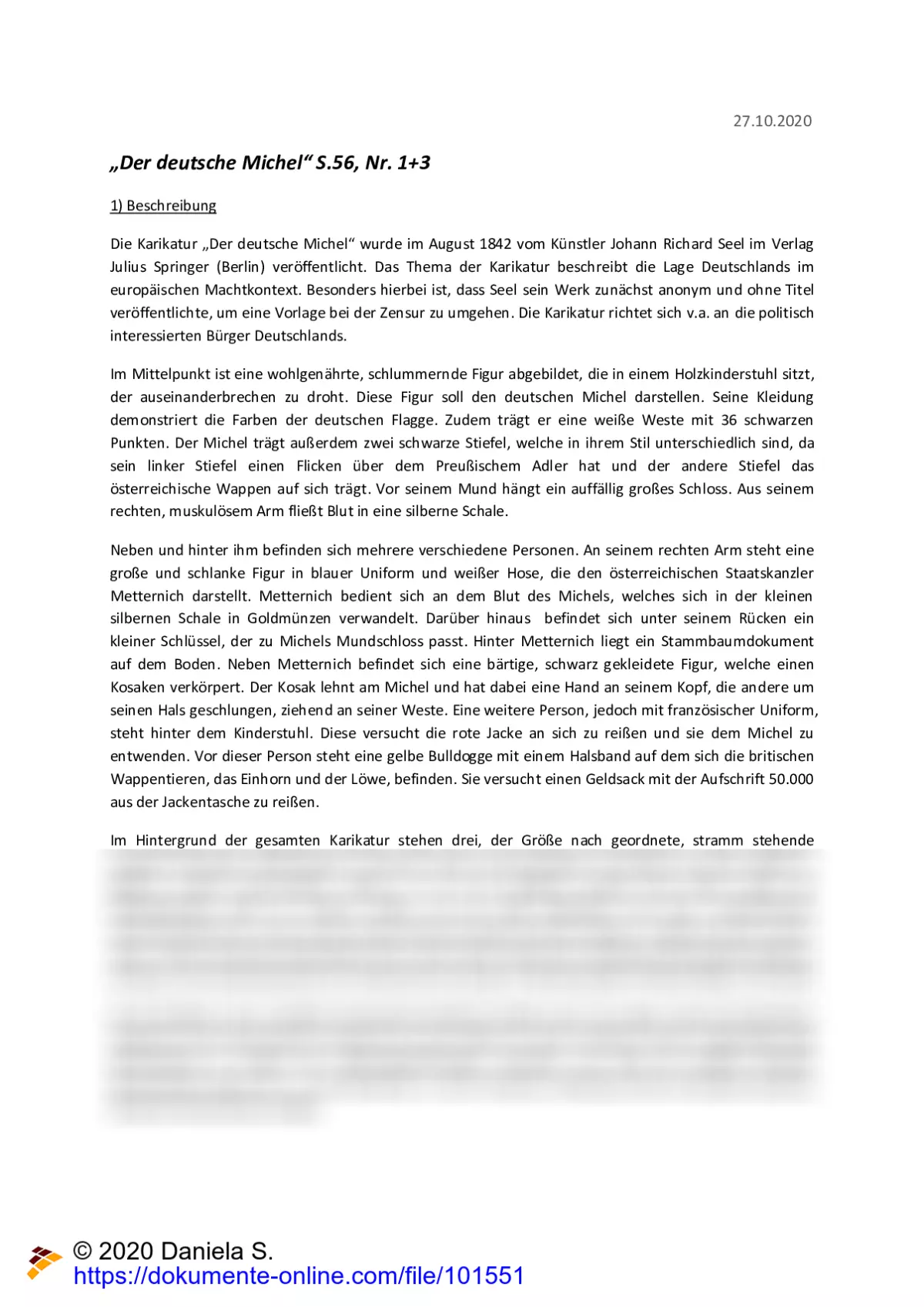 Analyse der Karikatur „Der deutsche Michel“ von Johann Richard Seel
