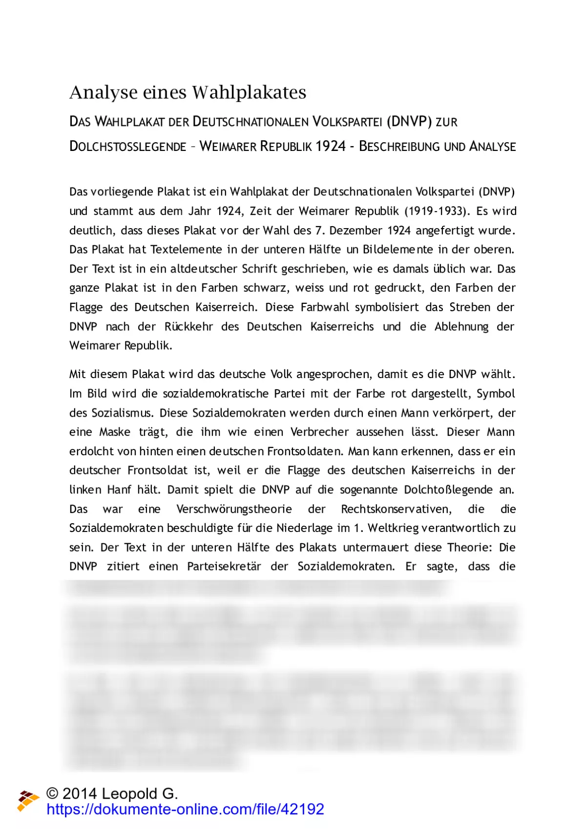 Analyse des DNVP-Wahlplakats 192": Propaganda und politische Strategien