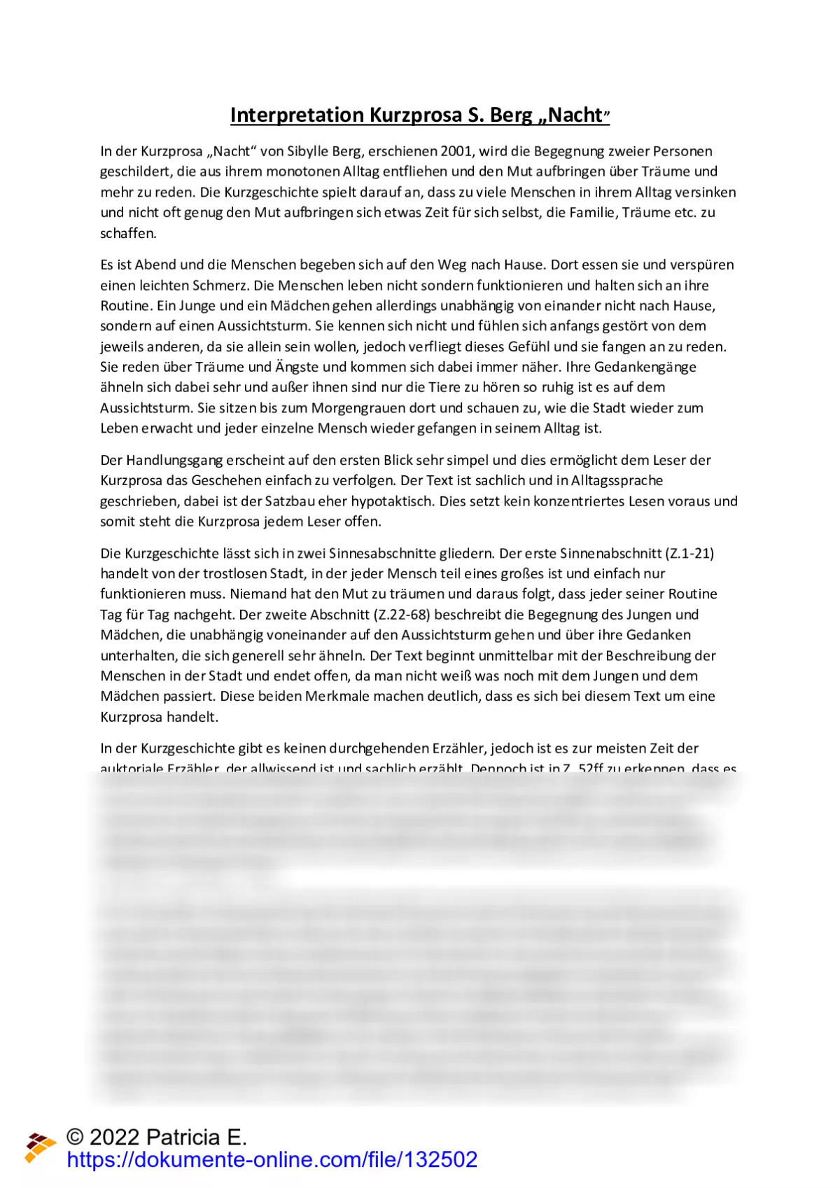 Interpretation zu Sibylle Bergs 'Nacht': Gesellschaftskritik und Träume
