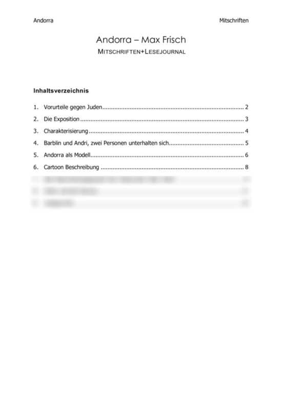 Max Frisch Andorra Mitschrift: Lernskript und Analyse zu Vorurteilen