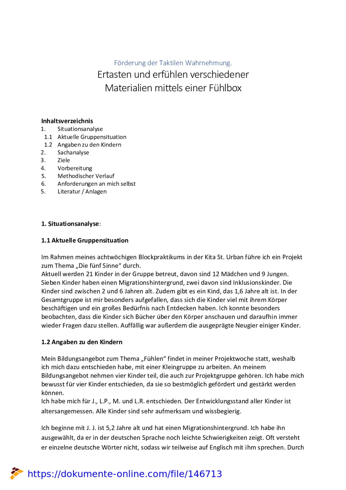 Fühlbox im Kindergarten – Langplanung & Unterrichtsvorbereitung