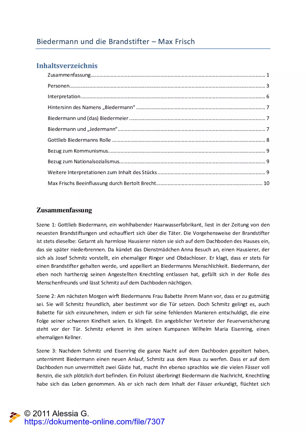 Biedermann und die Brandstifter - Max Frisch: Interpretation ...