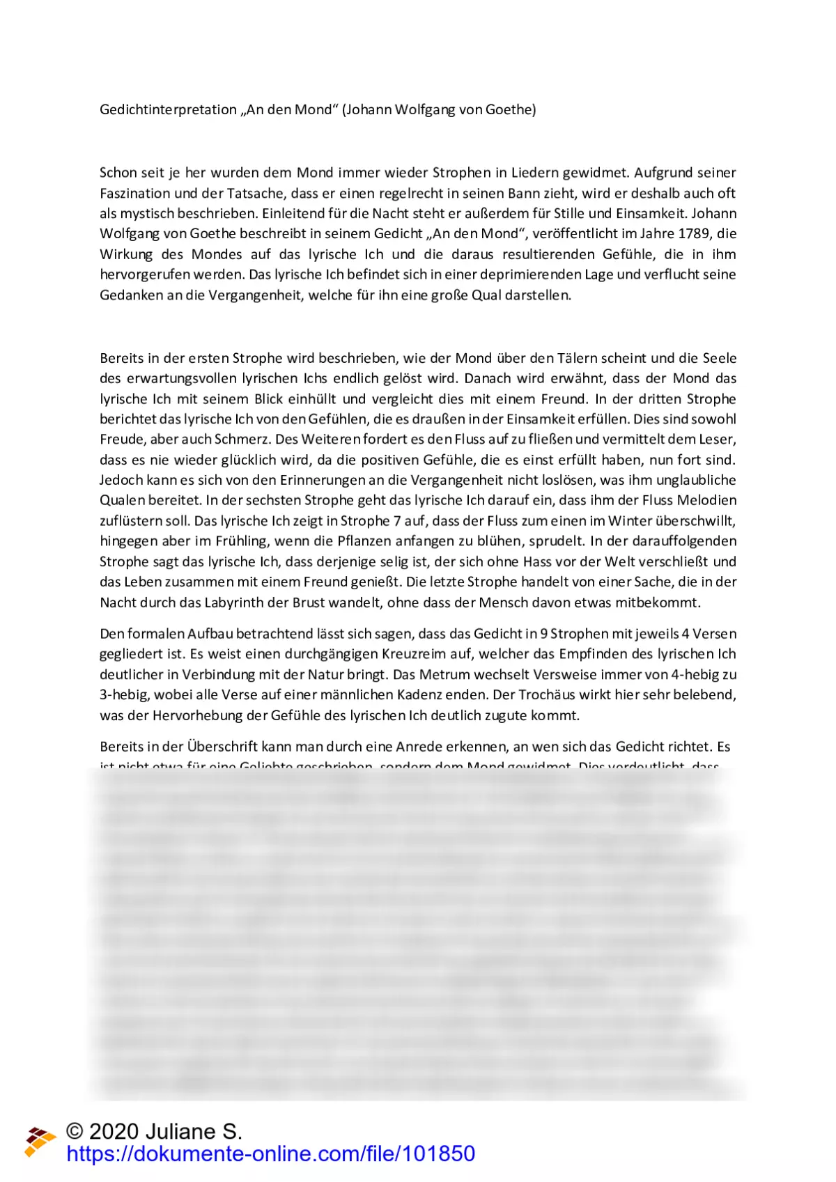 An Den Mond Analyse