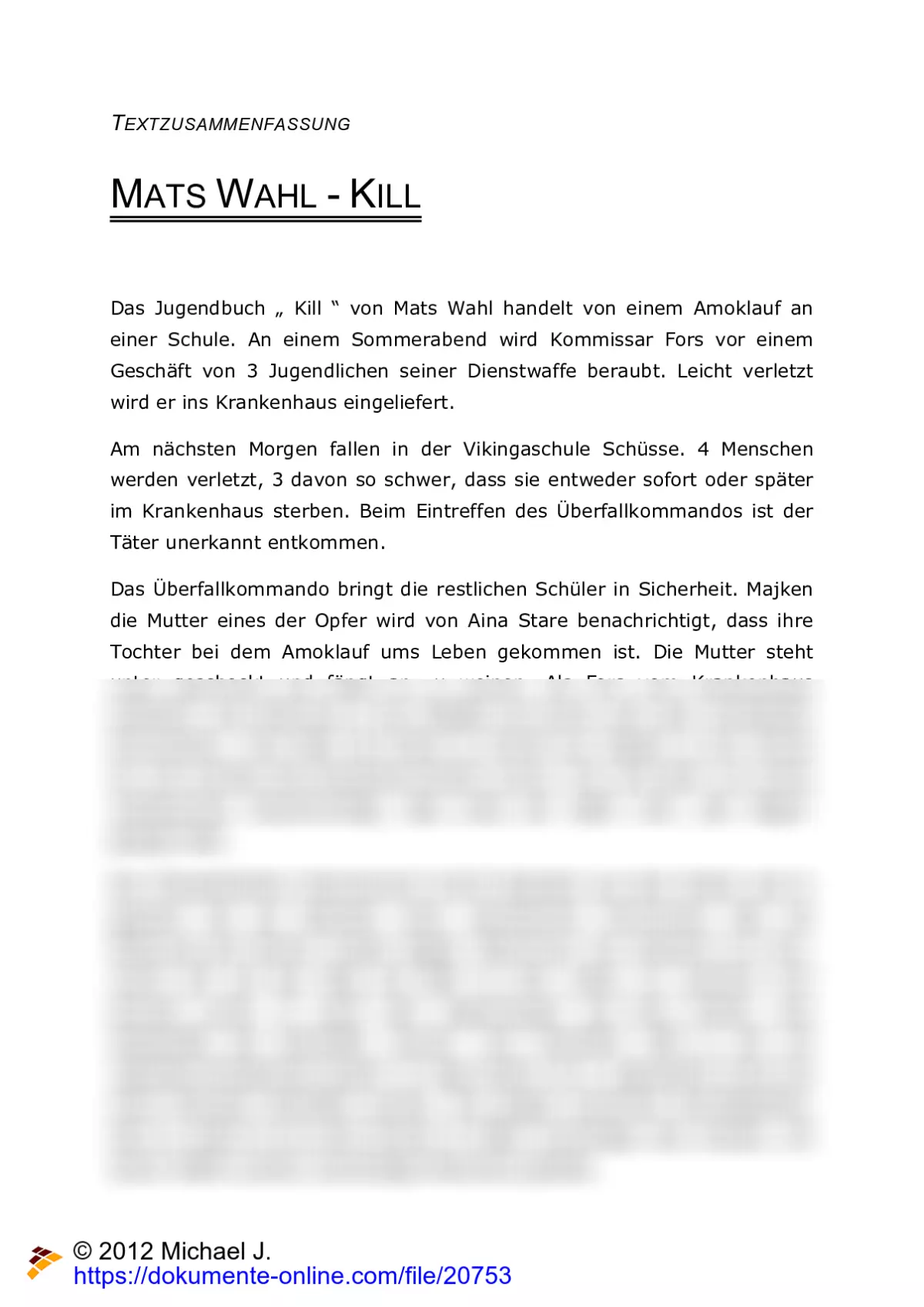 Zusammenfassung und Analyse: 'Kill' von Mats Wahl - Amoklauf ...