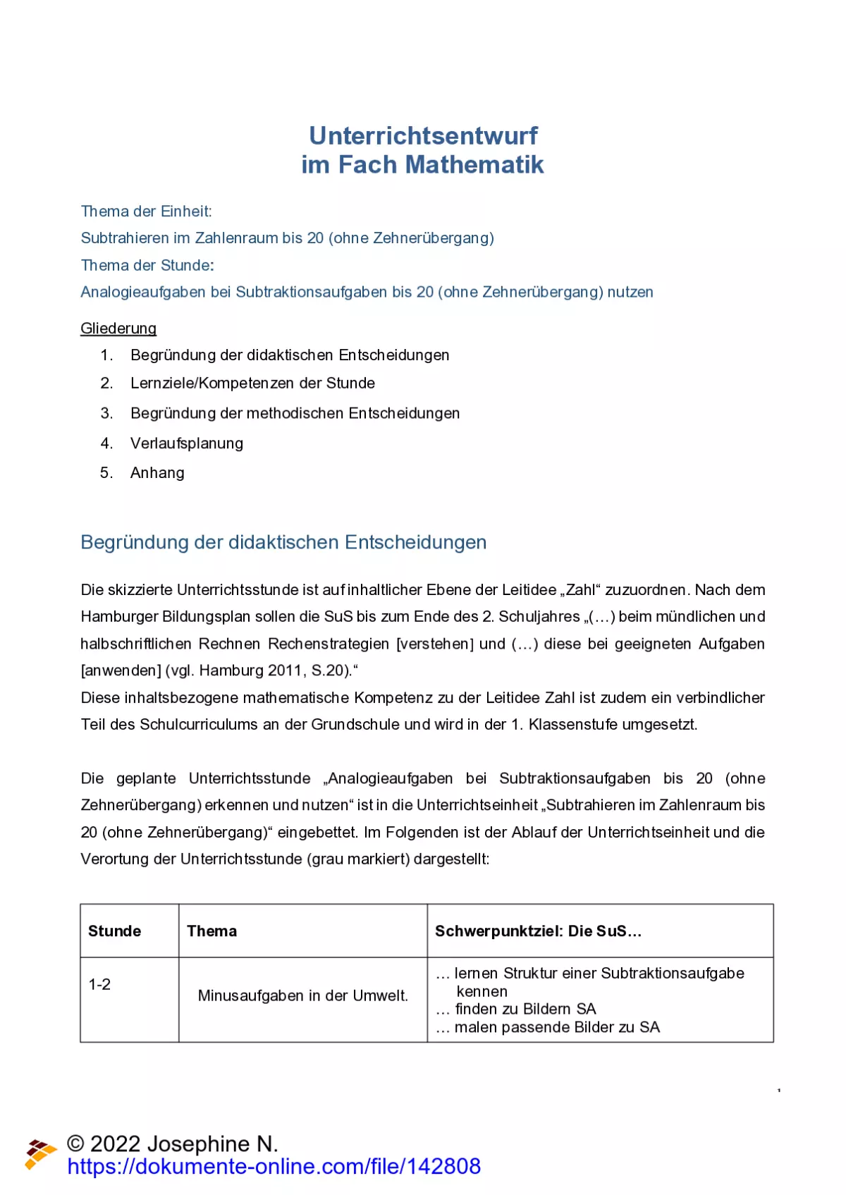 Effektive Subtraktionsstrategien bis 20 - Mathematikunterricht