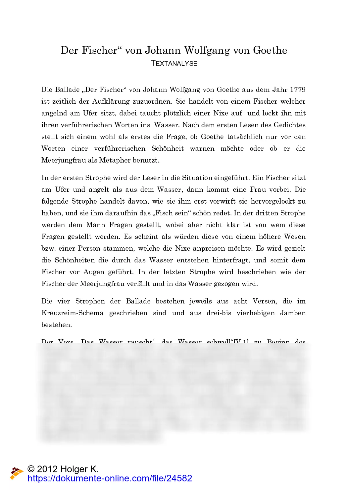 Analyse: Der Fischer von Johann Wolfgang von Goethe