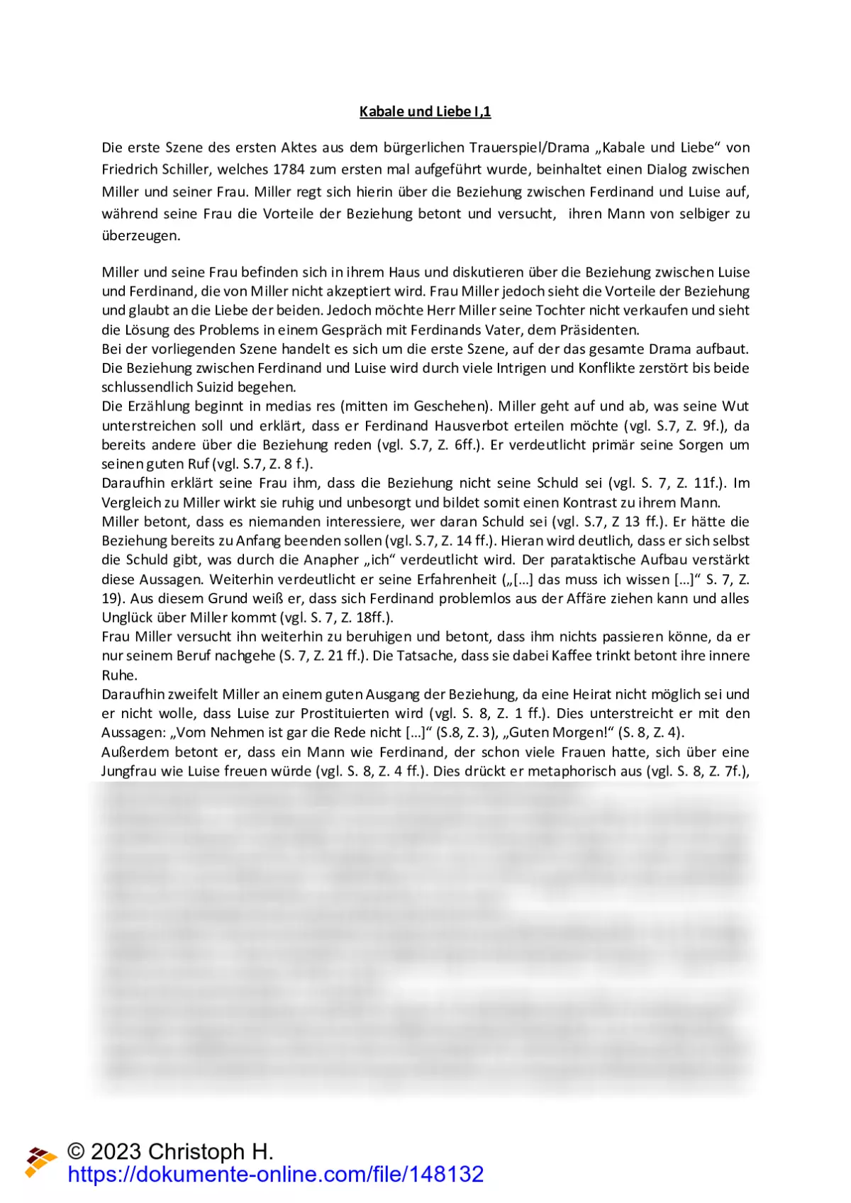 Szenenanalyse Friedrich Schiller Kabale und Liebe Akt 1, Szene 1