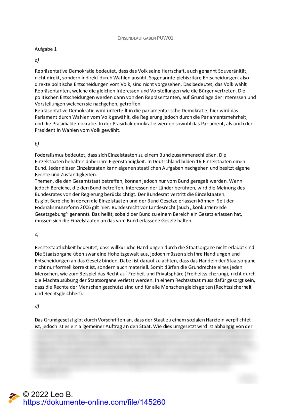 Grundlagen des politischen Systems Deutschlands - PUW01-XX1-K05