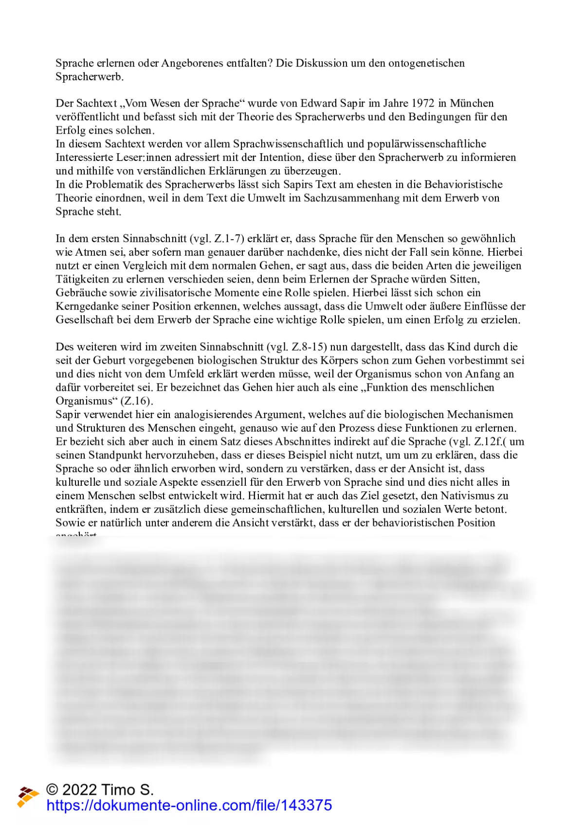 Vom Wesen der Sprache: Sprache erlernen oder Angeborenes entfalten?