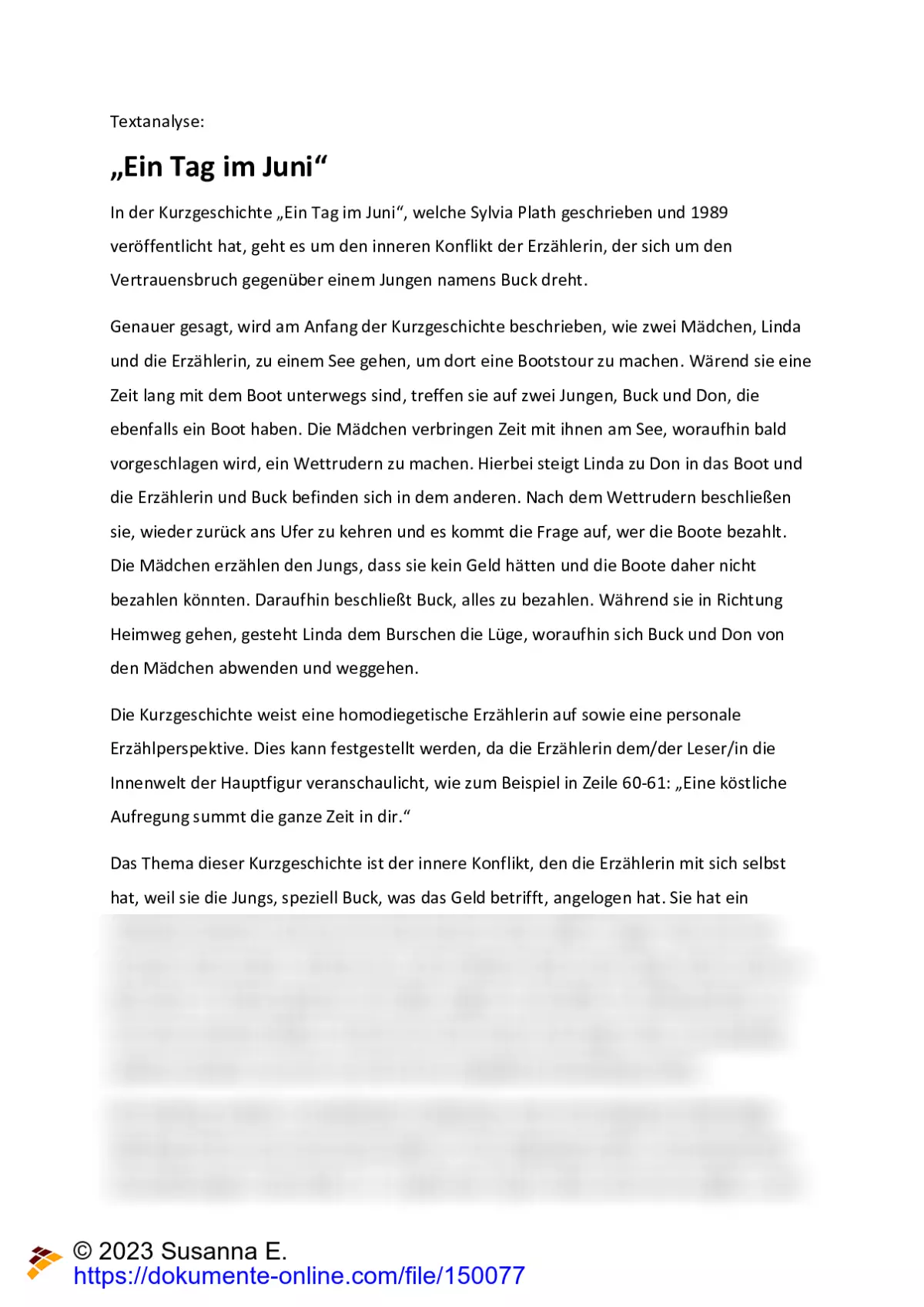 Ein Tag im Juni: Analyse der Kurzgeschichte von Sylvia Plath