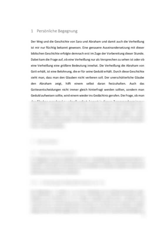 Ausgearbeiteter Unterrichtsentwurf Religion - Abrahma und Sara ´Verheißung´