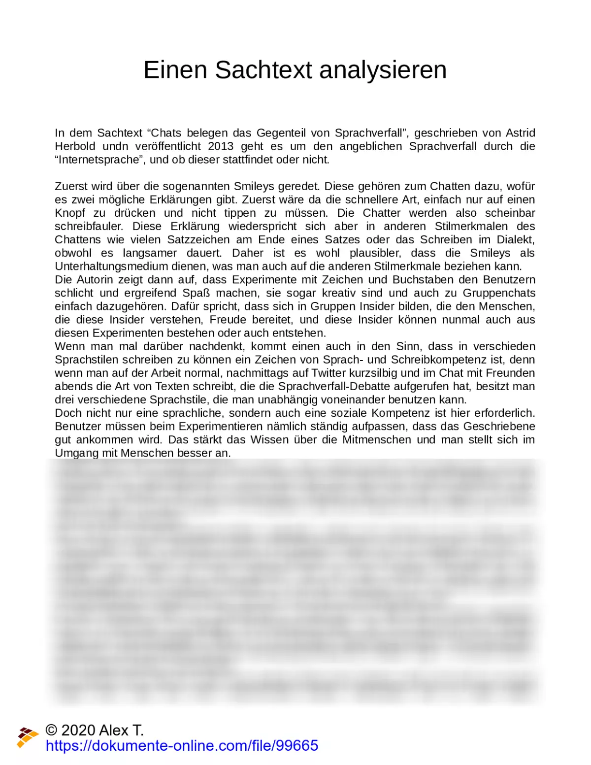 Sachtextanalyse: “Chats belegen das Gegenteil von Sprachverfall ...