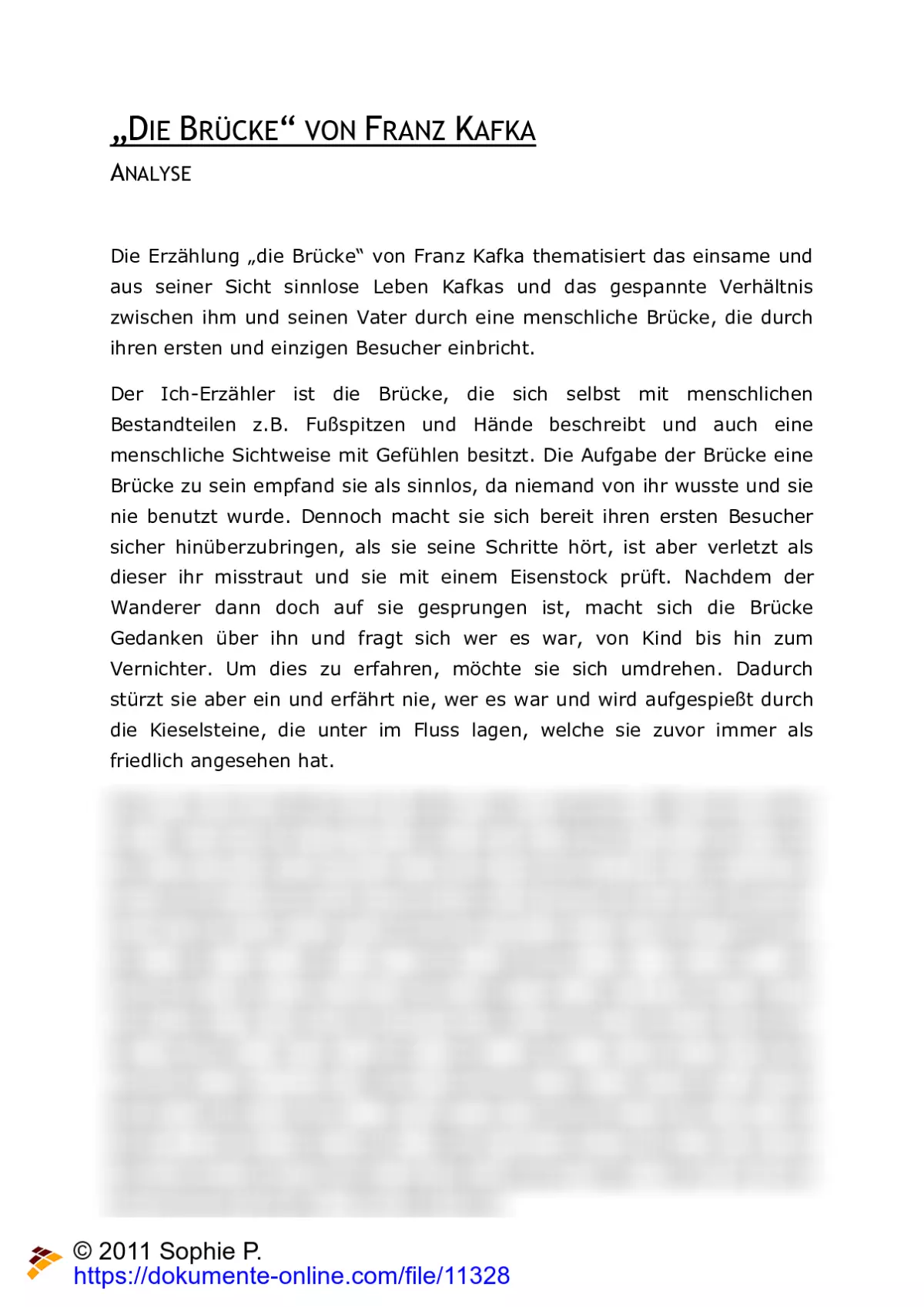 Die Brucke Kafka Interpretation