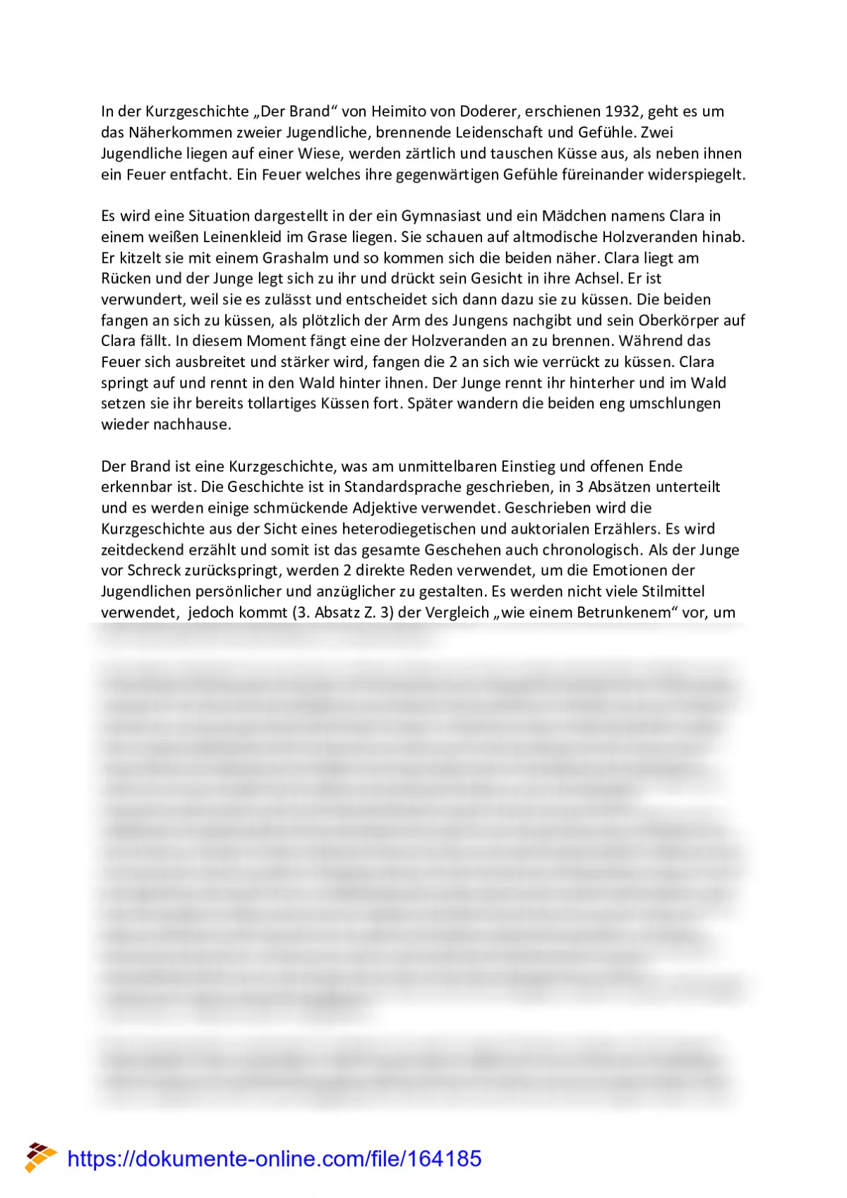 Interpretation der Kurzgeschichte „Der Brand“ von Heimito von Doderer