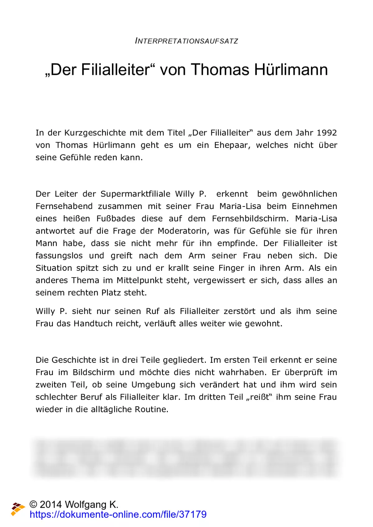 Erstaunlich Der Filialleiter Analyse Ebenbild