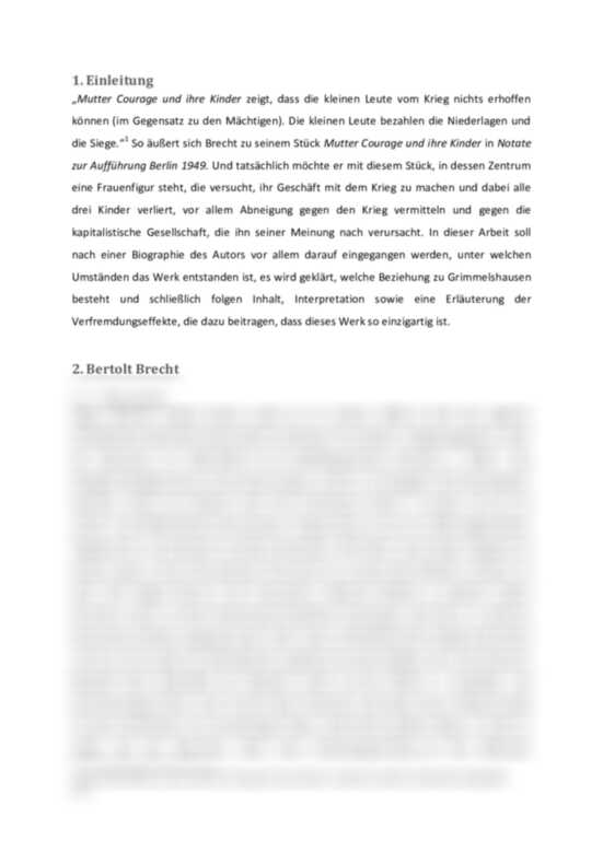 Mutter Courage und ihre Kinder von Bertolt Brecht - Interpretation und ...