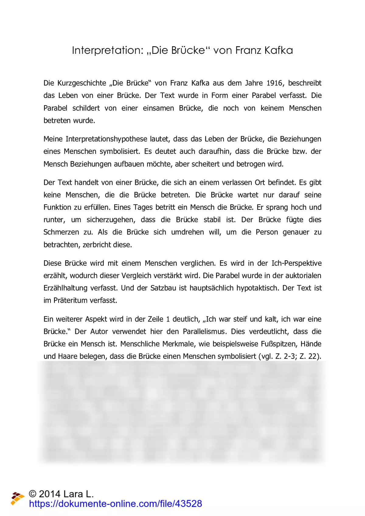 Die Brucke Kafka Interpretation