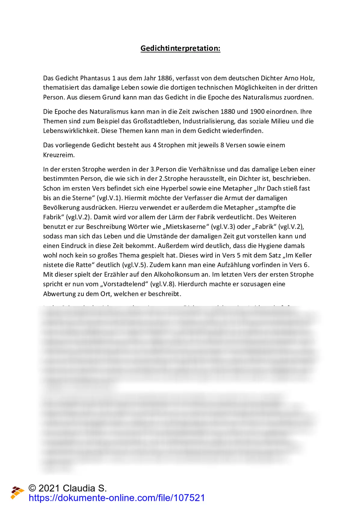 Gedichtanalyse von "Phantasus eins" von Arno Holz