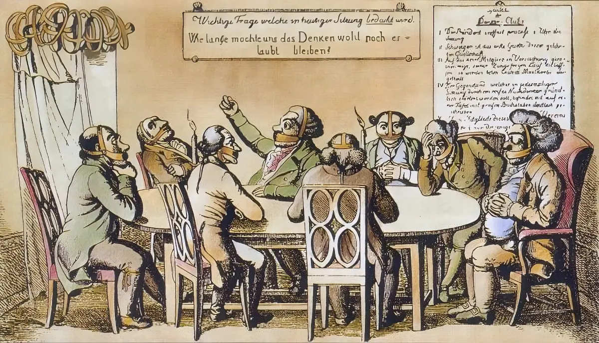 Interpretation der Karikatur "Der Denker Club" und Meinungsfreiheit