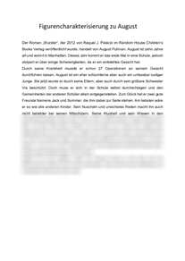Charakterisierung von August Pullman im Roman "Wunder" von Raquel J ...