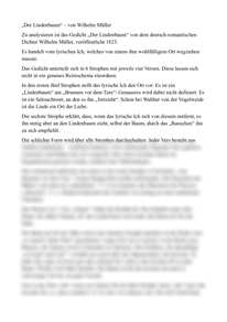 Interpretation von "Der Lindenbaum" – Symbolik und Natur in Müllers Gedicht