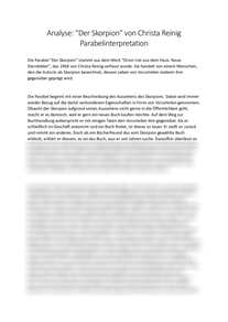 Analyse: 'Der Skorpion' von Christa Reinig - Parabelinterpretation