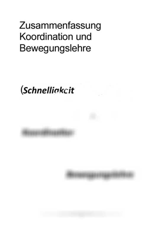 Ergänzungsfach Sport: Lernziele der Koordination Bewegungslehre ESP
