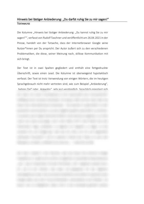 Textanalyse: Rudolf Taschners Kritik an Googles Anredepraxis