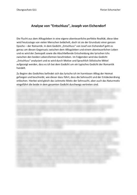 Gedichtanalyse: "Entschluss" von Joseph von Eichendorff - Romantik und ...