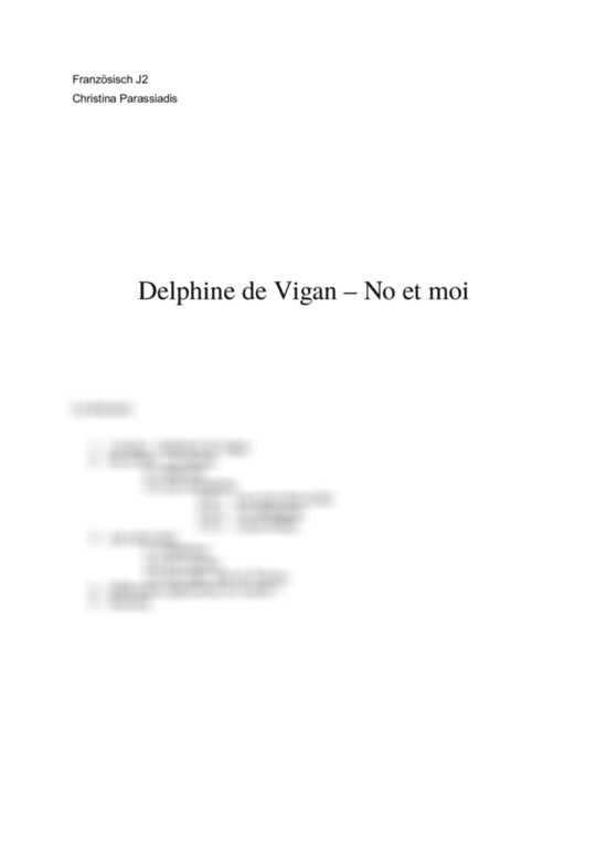 Résumé de "No et moi" par Delphine de Vigan - Analyse détaillée