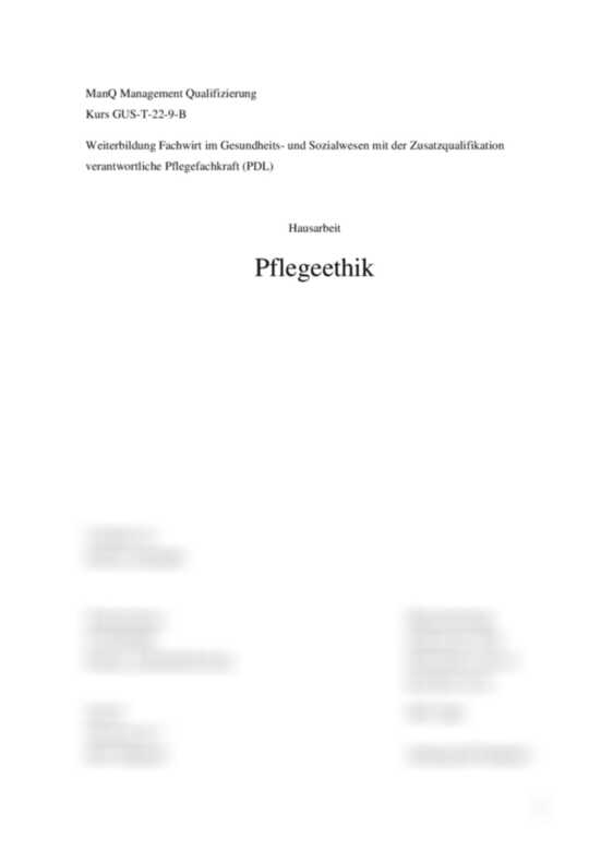 Pflegeethik: Detaillierte Musterlösung für verantwortliche Pflegefachkräfte