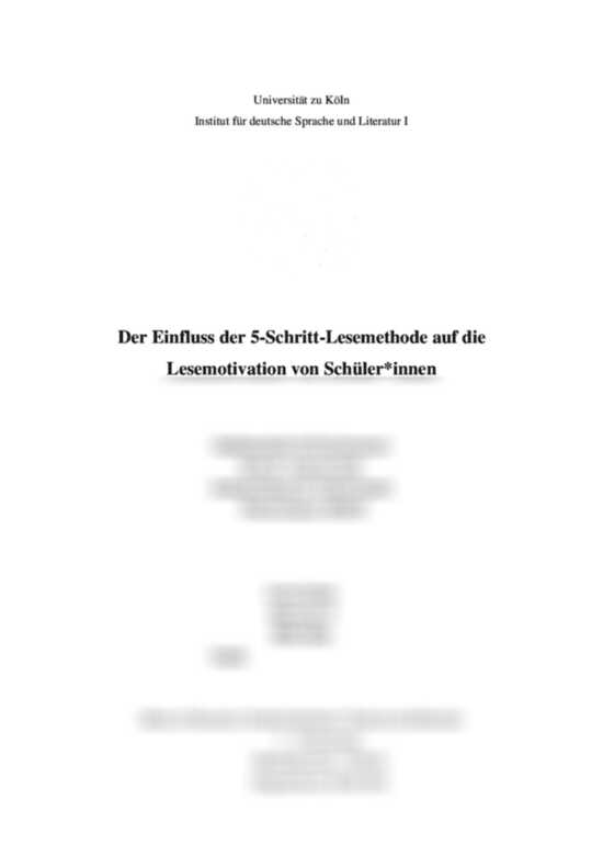 Einfluss der 5-Schritt-Methode auf Schülerlesemotivation