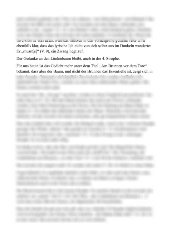 Der Lindenbaum von Wilhelm Müller, Gedichtinterpretation