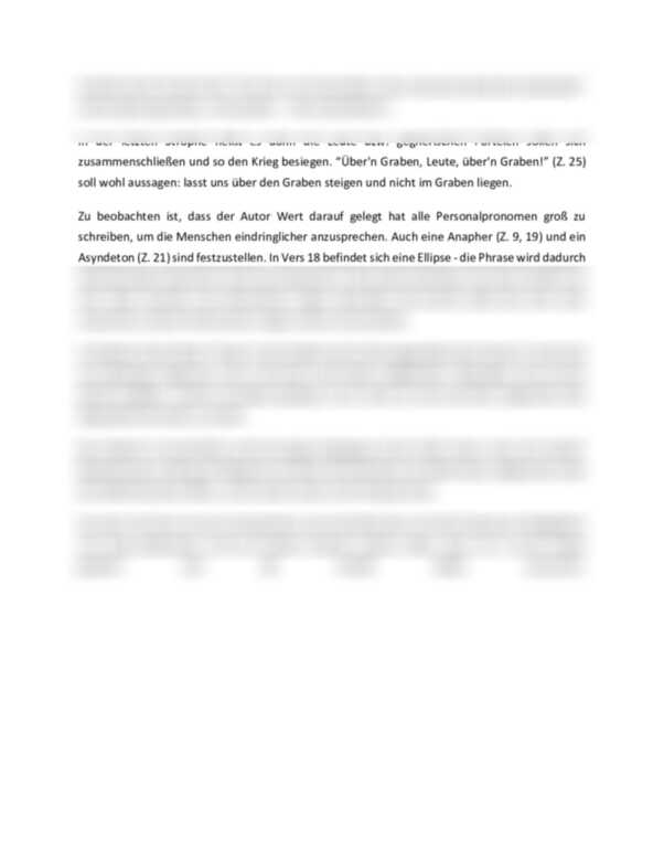 Textinterpretation von "Der Graben" von Kurt Tucholsky