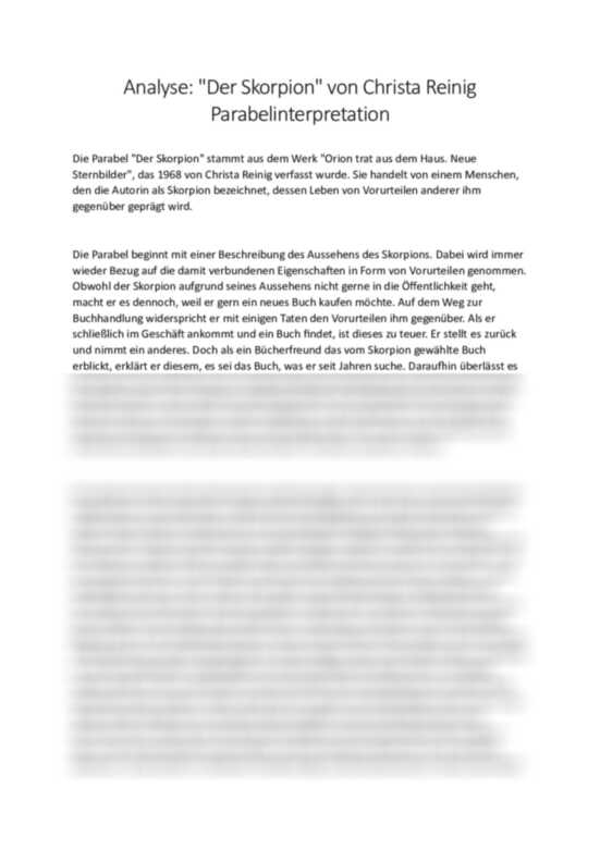 Analyse: 'Der Skorpion' von Christa Reinig - Parabelinterpretation